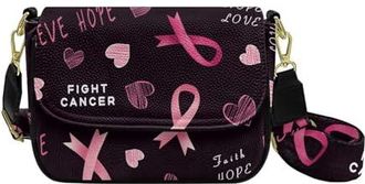 Hugs Idea Sac à bandoulière en cuir pour femme, sac à main Hobo rose pour femme, Coeur ruban rose, Taille unique