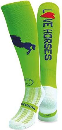 Wackysox Chaussettes de sport &eacute;questres Love Horses, chaussettes d&eacute;quitation pour homme et femme, chaussettes longues rembourr&eacute;es thermiques pour &eacute;quitation, c