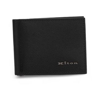 Kiton Homme, Accessoires, Noir, Taille: ONE Size Pince à billets en cuir avec compartiments pour cartes
