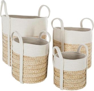 Atmosphera Set aus 4 Körben mit Aufhängungn - Maisfaser und Baumwolle