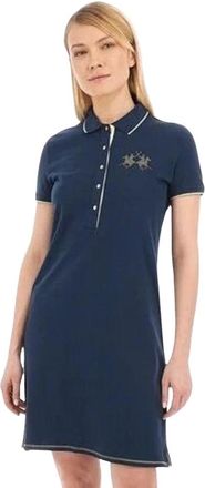 La Martina Femme, Robes, Bleu, Taille: 40 FR Short-Sleeved Polo Dress
