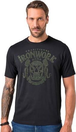 JP1880 Hommes Grandes Tailles L-8XL T-Shirt, Manches Courtes et imprimé Poitrine - Jusquau 8 XL Noir 4XL 842388100-4XL