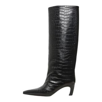 Cesare Gaspari Croc Queen Kniehohe Stiefel - - Shoes - Damen - Schwarzk - 41 EU