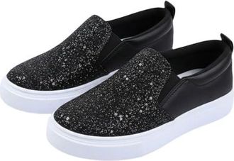 Generic Femme Chaussures Plates Slip-on &agrave; Paillettes Baskets sans Lacets Tendances SneakersMocassins Basses Chaussures De Marche L&eacute;g&egrave;re Respirant Confortable 