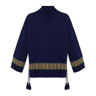 Etro Rollkragenpullover mit seitlichen Fransen - - Knitwear - Damen - Blau - S