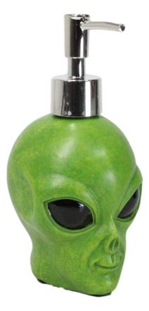 Ebros Gift Gr&uuml;ner UFO-Weltraumkolonie, extra terrestrischer Roswell Alienkopf, Fl&uuml;ssigseifenspender, Badezimmerzubeh&ouml;r, Harz-Skulptur