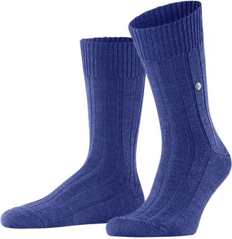 Burlington Herren Socken Dover M So Wolle einfarbig 1 Paar, Blau River Blue 6551, 40-46