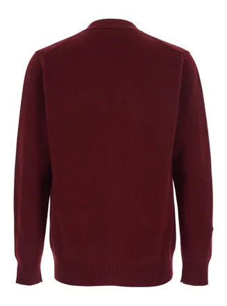 Gucci Mens Cardigan V-Neck Cashmere Bordeaux Tops Top