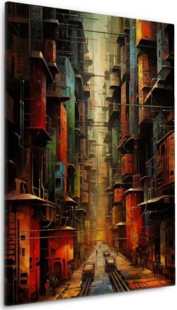 Wallario Leinwandbild Stadt der Zukunft - Wandbild 60 x 90 cm: Kunstdruck | Brillante lichtechte Farben | hochauflösend | verzugsfrei