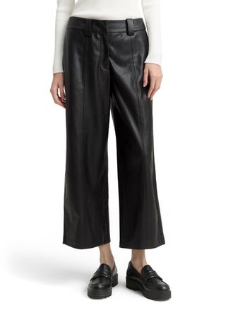 Tom Tailor Damen 1048846 Culotte Hose in Lederoptik, 14482-Deep Black, 40W / 28L