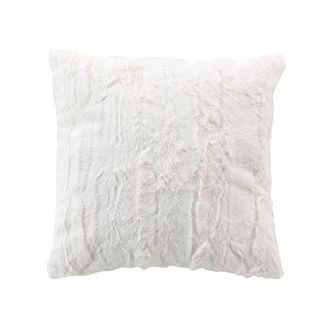Douceur d'Int&eacute;rieur Coussin D&eacute;houssable (45 x 45 cm) Foxy Naturel, Imitation Fourrure et Velours