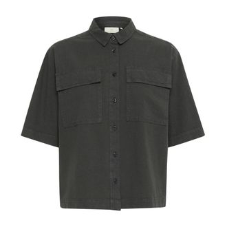 Kaffe Schwarze Austernbluse mit Halb&auml;rmeln - - Blouses & Shirts - Damen - Schwarzk - XS
