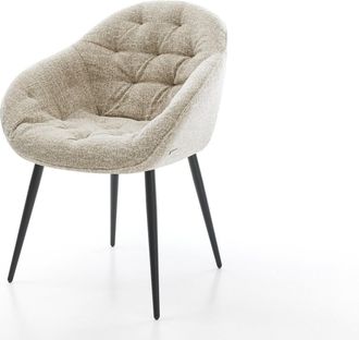 DELIFE Esszimmerstuhl Gaio-Flex Webstoff Soft Beige 4-Fu&szlig; konisch Schwarz, Esszimmerst&uuml;hle