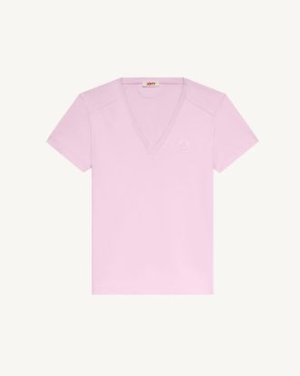 Jott T-shirt col V femme en coton Rose p&eacute;tale Sofia - Taille XS