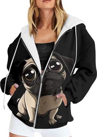 Generic 2026 Vestes &agrave; capuche &agrave; fermeture &eacute;clair pour femme avec motif imprim&eacute; d&eacute;contract&eacute; et ample en polaire pour un usage quotidien confortable et doux, ve