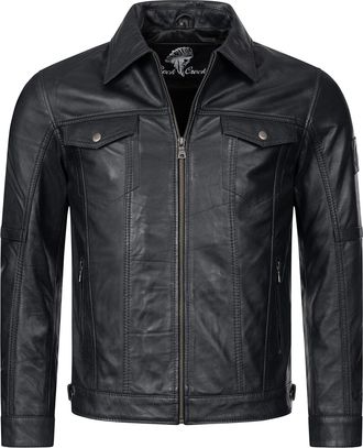 Rock Creek Herren Lederjacke Biker Jacke Echtleder Motorradjacke Leder Jacken Herrenjacke Kentkragen Winterjacke &Uuml;bergangsjacke H-296 Schwarz 3XL