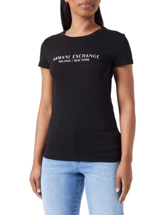 A|X Armani Exchange Womens Slim Fit Milano New York Crewneck T-Shirt Black,XXL