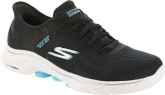 Skechers Femme Go Walk 7 Valin Hands Free Slip-ins Basket, Black Textile/Aqua Trim, 41 EU