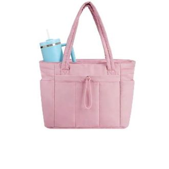 Generic Sac fourre-tout matelass&eacute; avec porte-gobelet et compartiment pour ordinateur portable, grande capacit&eacute;, joli sac &agrave; bandouli&egrave;re matelass&eacute; pour femme, r