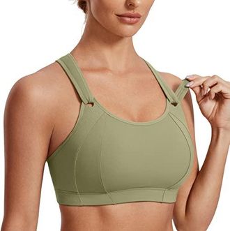 Syrokan Femme Soutien-Gorge de Sport sans Armatures Dos Nageur Vert Mousse 105I