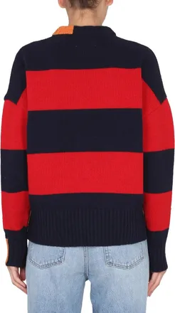 RIGHT FOR Rugby-Stripe Cross-Neck Sweater - Multicolor