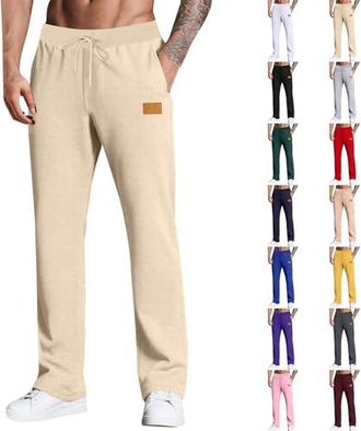 Generic Pantalon de surv&ecirc;tement pour homme, jambe droite, pantalon de surv&ecirc;tement l&eacute;ger &agrave; bas ouvert avec poches, pantalon d&eacute;contract&eacute; &agrave; cordon de serrage ave