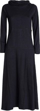 vishes Alternative Bekleidung - Damen Maxi-Kleid Baumwolle Casual Rollkragen mit K&auml;ngurutasche schwarz 44-46