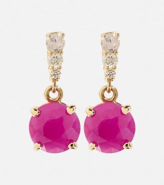 Stone and Strand Boucles doreilles en or 14 ct, rubis et diamants