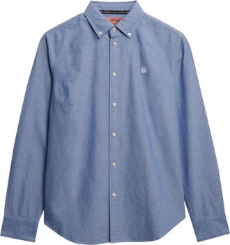 Superdry Damen Oxford Hemd mit Button-Down-Kragen in schmaler Passform Azurblau Chambray Oxford 38