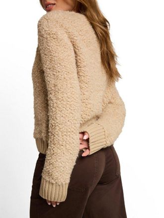 Tom Tailor Cardigan Strickjacke in trendiger Boucl&eacute;-Optik / Rundhals mit Knopfleiste