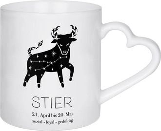 artboxONE Herztasse Motiv Sternzeichen Stier von Visual Statements - Herztasse Typografie