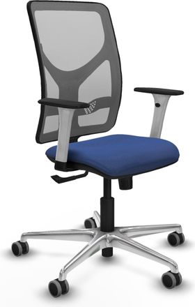 Piqueras y Crespo Schreibtischstuhl, marineblau, mit wei&szlig;en und schwarzen Armlehnen, h&ouml;henverstellbare Lendenwirbelst&uuml;tze, ausgestattet mit 3 Positionen, Grau/Marinebla