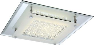 Globo Lighting LIGHTING 12 Watt LED Deckenlampe Deckenleuchte Beleuchtung Lampe Chrom Glas Kristalle klar