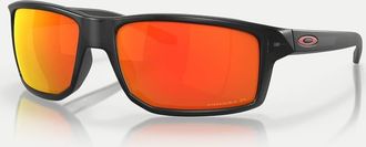 Oakley Gibston - Rechteckige, polarisierte Sonnenbrille in Tintenschwarz mit verspiegelten orangen Gl&auml;sern
