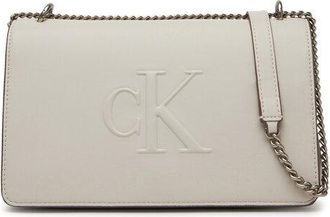 Calvin Klein Jeans Handtasche Sculpted Ew Flap25 Shoulder Bag LV04K3035G Weiß