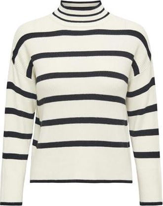 Only Pull Onlibi L/S Higneck KNT Noos Sweater, Blanc/Bleu Nuit, UK7 / 41EU / US8 Femme