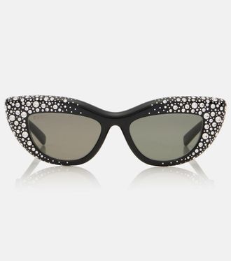 Gucci Cat-Eye-Sonnenbrille Double G mit Kristallen