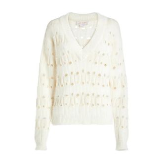 Genny Pull col en V en maille - Femme - Pulls - Blanc - Taille: 34 FR