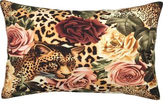 Generic 2er Set Dekorative Zierkissenbezüge Retro Leopardenmuster Roses Blume Gemütliche Sofakissen Bezug 40X60cm Kopfkissenbezug, Bett, Patio, Sofa