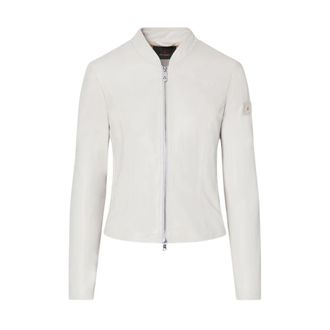 Peuterey Kurze Bikerjacke aus gef&auml;rbtem Nappa-Leder - - Jackets - Damen - Wei&szlig; - XS