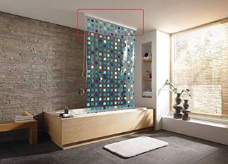 Kleine Wolke 3321721747 Duschrollo Leerkassette, 128 x 240 cm, Quadrate blau