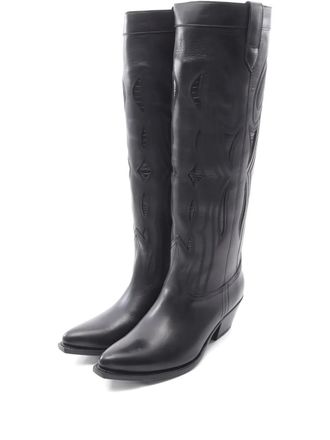 Celine bottes en cuir &agrave; design emboss&eacute; (ann&eacute;es 2020) - Noir