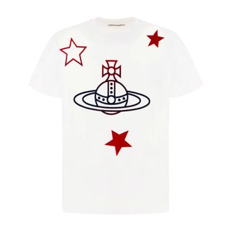Vivienne Westwood Femme, Tops, Blanc, Taille: 36 FR Orb And Stars Classic T-Shirt