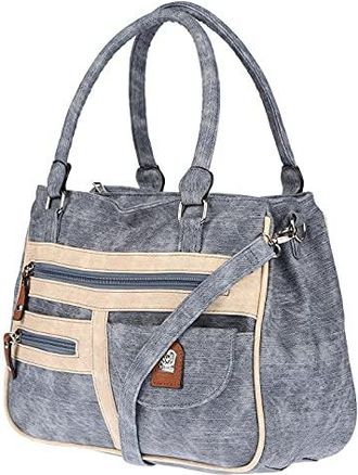 Christian Wippermann Sac à bandoulière pour femme - De grande taille - Aspect cuir, bleu clair, 32 x 24 x 12 cm
