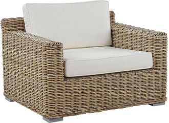 Beliani Beliani - Gartensessel Hellbraun Polyrattan inkl. Sitzkissen in Cremeweiß Modernes Design Terasse Garten