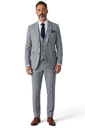 TruClothing Grauer, formeller 3-teiliger Herrenanzug mit taillierter Passform - IM4