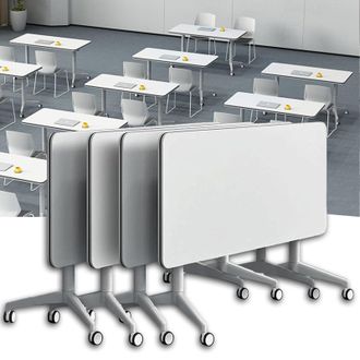 Generic Klapptisch, 4er-Set klappbare Konferenztische, Mobile Schulungstische, rechteckiges modulares Design f&uuml;r B&uuml;ro, Besprechungsraum, Klassenzimmer, 160 x 