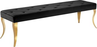 Invicta Interior Chesterfield Bank MODERN BAROCK Deluxe - 170cm - schwarz Gold - Sitzbank aus Samt, Beine Edelstahl