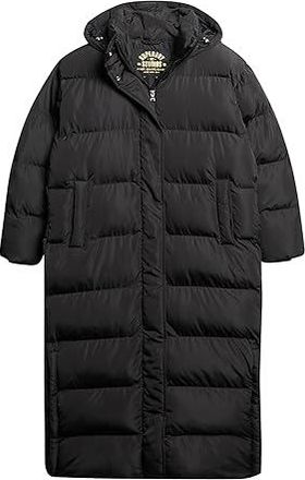 Superdry Maxi Hooded Puffer Coat Veste, Noir, 40 Femme