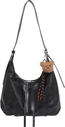 Generic GSenhui Sac Hobo en cuir synth&eacute;tique pour femme avec cordon de serrage et pendentif en forme dourson, sac &agrave; bandouli&egrave;re d&eacute;contract&eacute; en polyur&eacute;thane so